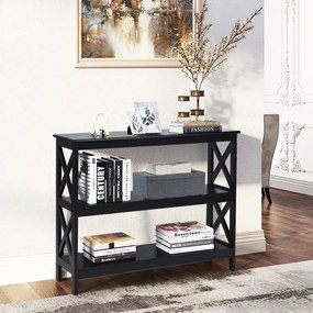 Costway Konzolový stolek průmyslový design s předsíň – 100 × 33 × 80 cm, černý