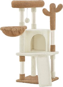 Kočičí nábytek se škrabadlem Yaheetech – béžová & hnědá, 106,5 cm (267280809348)
