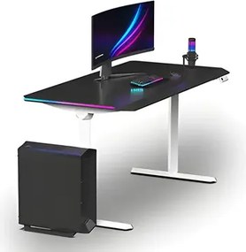 ULTRADESK Quest bílá černá / Herní stůl / 140 x 70 cm / 72-120 cm / el