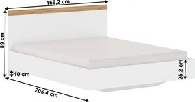 Tempo Kondela Manželská postel, 160x200, bílá/dub wotan, VILGO