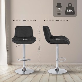 Sada 2 barových židlí Solon chromovaná konstrukce látka – černá