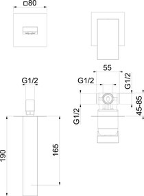 Sapho Latus podomítková dvouprvková umyvadlová baterie černá mat 1102-78B