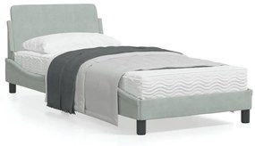 Rám postele s čelem světle šedý 80 x 200 cm samet - Default Title