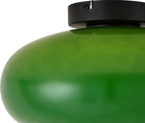 Retro stropní svítidlo černé se zeleným sklem 30 cm - Glaze