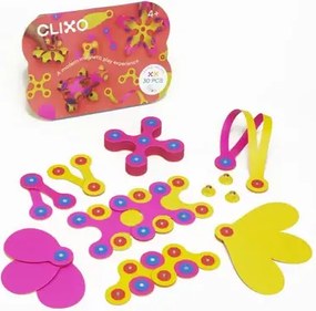 Clixo Crew Pink  Yellow Magnetická stavebnice / 30ks / od 4 let