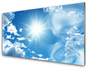 Obraz na skle Slunce Mraky Nebe Modř 120x60 cm