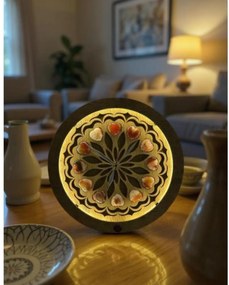 Li-Go "Dvanáct achátových srdcí" dřevěná lampa/obraz 230V/31 cm dub