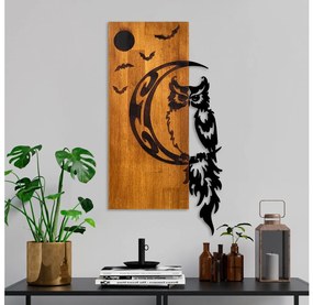 Asir | Nástěnná dekorace 36x66 cm sova dřevo/kov | AS1634