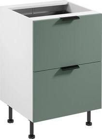SORENTO jv | dolní skříňka D60S2 + 1 skrytá zásuvka s příborníkem | 60 cm | bílá/zelená