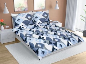 Bellatex Povlečení bavlna, Geometrie modrá - 220x200, 2ks 70x90 cm