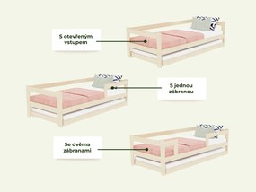 Benlemi Jednolůžková postel ze dřeva SAFE 5v1 se zábranou a úložným šuplíkem Zvolte barvu: Pastelově růžová, Zvolte rozměr: 90x160 cm, Zvolte zábranu: Se dvěma zábranami