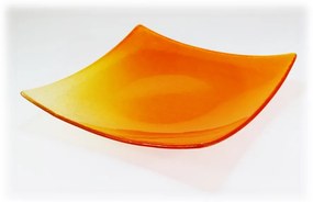 BDK-GLASS Čtvercová mělká mísa MATIZ 30x30cm - oranžová