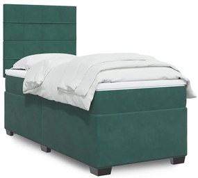 Box spring postel s matrací tmavě zelená 90x190 cm samet 3293089
