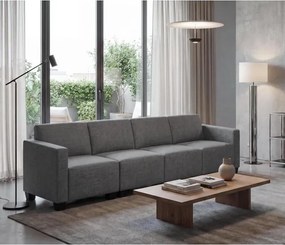 Modulární 4místná rozkládací pohovka Lyon, látka/textil ~ šedá