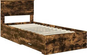 Rám postele s čelo Kouřový dub 90 x 190 cm Kompozitní dřevo 3410953