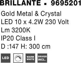 Závěsné LED svítidlo NOVA LUCE BRILLANTE 134W 3200K 9695201 stmívatelné Triac