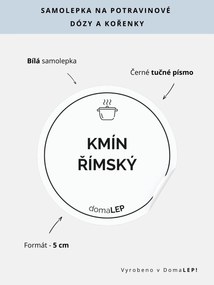 Samolepka na kořenky KMÍN ŘÍMSKÝ bílá 5 cm tučné písmo