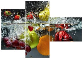 Gario Obraz s hodinami Sladké ovoce - 3 dílný Rozměry: 90 x 30 cm