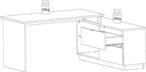Psací stůl s komodou Veneto, dub canyon/bílá