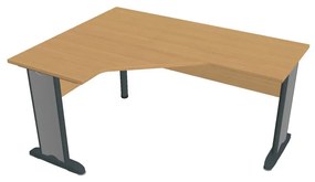 Stůl ergo lomený pravý 160×120/60 cm - Hobis Cross CEV 60 P Dekor stolové desky: buk, Dekor lamino podnože: buk, Barva nohou: černá
