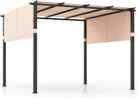 Costway Pergola s 2 Nastavitelné střechy Vodotěsné Stabilní Zimní altán, béžový