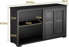 Costway Příborník s posuvnými dvířky 106,5 cm, černý