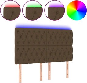 Čelo postele s LED tmavě hnědé 160x7x118/128 cm textil 3122769