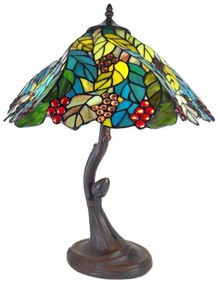 Zelená stolní lampa Tiffany s hroznovým vínem Ties – 43x54 cm