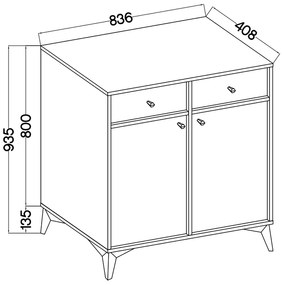 TOKYO 1 e | komoda 826 | 83,6 cm | eukalyptová/černé
