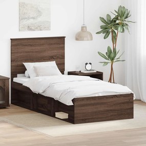 Rám postele s čelo Hnědý dub 75 x 190 cm Masivní borové dřevo 3409423
