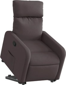 Zvedací polohovací křeslo tmavě hnědé textil 3206704