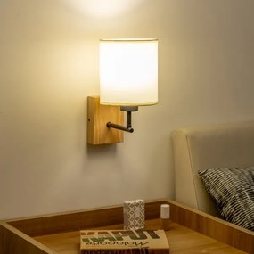Brilagi - Nástěnná lampa NUBILA WOOD 1xE27/25W/230V dub/černá/krémová