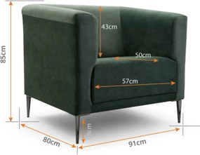 IDZ Křeslo DOLTONE - 91 x 80 cm Barva látky Vena: Černá (Vena 20)