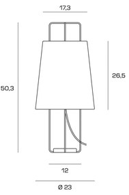Stolní lampa Pyra s pískovým látkovým stínidlem