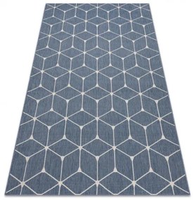 koberec FLAT 48721/591 SISAL 3d kostka modry velikost 200x290 cm | krásné koberce cz