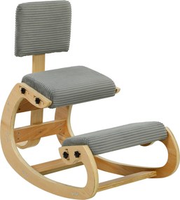 HOMCOM Ergonomická kolenní židle, kolenní stolička se záhlavím, vzhled manšestru, kancelářská židle do domácnosti, kanceláře, meditace, tmavě šedá