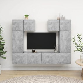 6dílný set TV skříněk betonově šedý dřevotříska 3079118