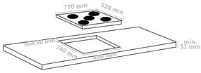 Keramická varná deska s 5 hořáky dotykové ovládání 77 cm 8500 W - Default Title