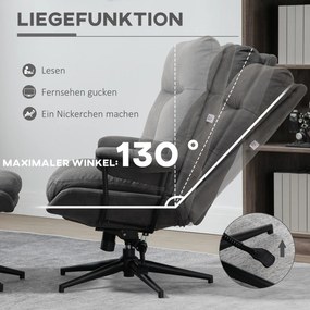 HOMCOM polohovatelné křeslo s taburetem, nosnost do 150 kg, otočná základna, TV křeslo s funkcí polohování, tmavě šedý polyester, ideální do obývacíh…