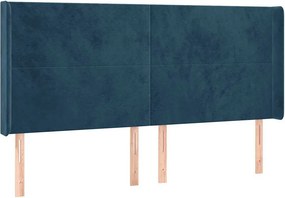 Box spring postel s matrací a LED tmavě modrá 160x200 cm samet 3139455