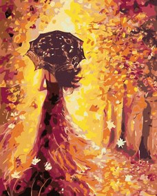 zuty malování podle čísel - žena s deštníkem, 80x100 cm, bez rámu a bez vypnutí plátna