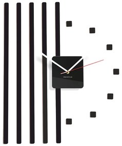Dekorační a designové nalepovací hodiny na zeď Černá
