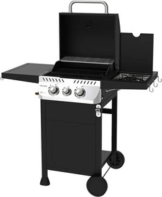 BPS-koupelny Plynový BBQ gril s boční plotýnkou, poličkou a krycí plachtou - , 2+1 hořák