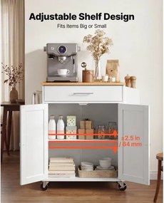 Kuchyňský ostrůvek s úložným prostorem VEVOR, 640 × 380 × 15 mm – 795 × 397 × 870 mm