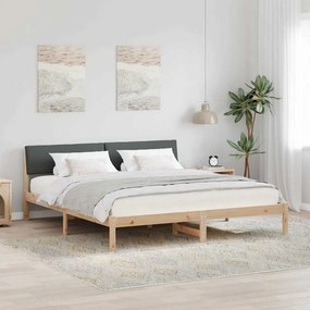 Rám postele s čelo hnědá a tmavě šedá 200 x 200 cm 3394329
