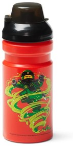 Červená lahev na vodu s černým víčkem LEGO® Ninjago, 390 ml