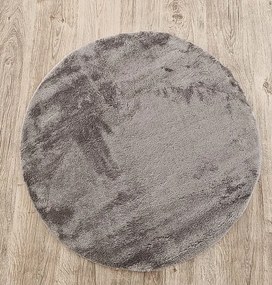 HU Kulatý šedý koberec Plush Deluxe Rozměr: 60x60 cm