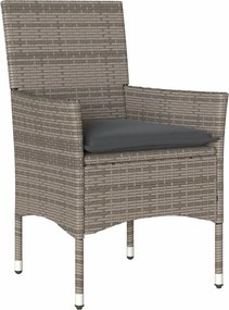 3dílný bistro set s poduškami šedý polyratan a sklo 3278742