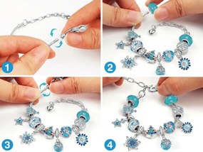 Adventní kalendář BLUE DIAMONDS s náramky, řetízky a přívěsky, modrá/stříbrná