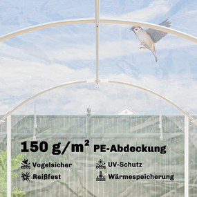 Skleník Polytunnel, průchozí skleník s pozinkovaným ocelovým rámem a krytem z PE odolným proti UV záření, průhledný